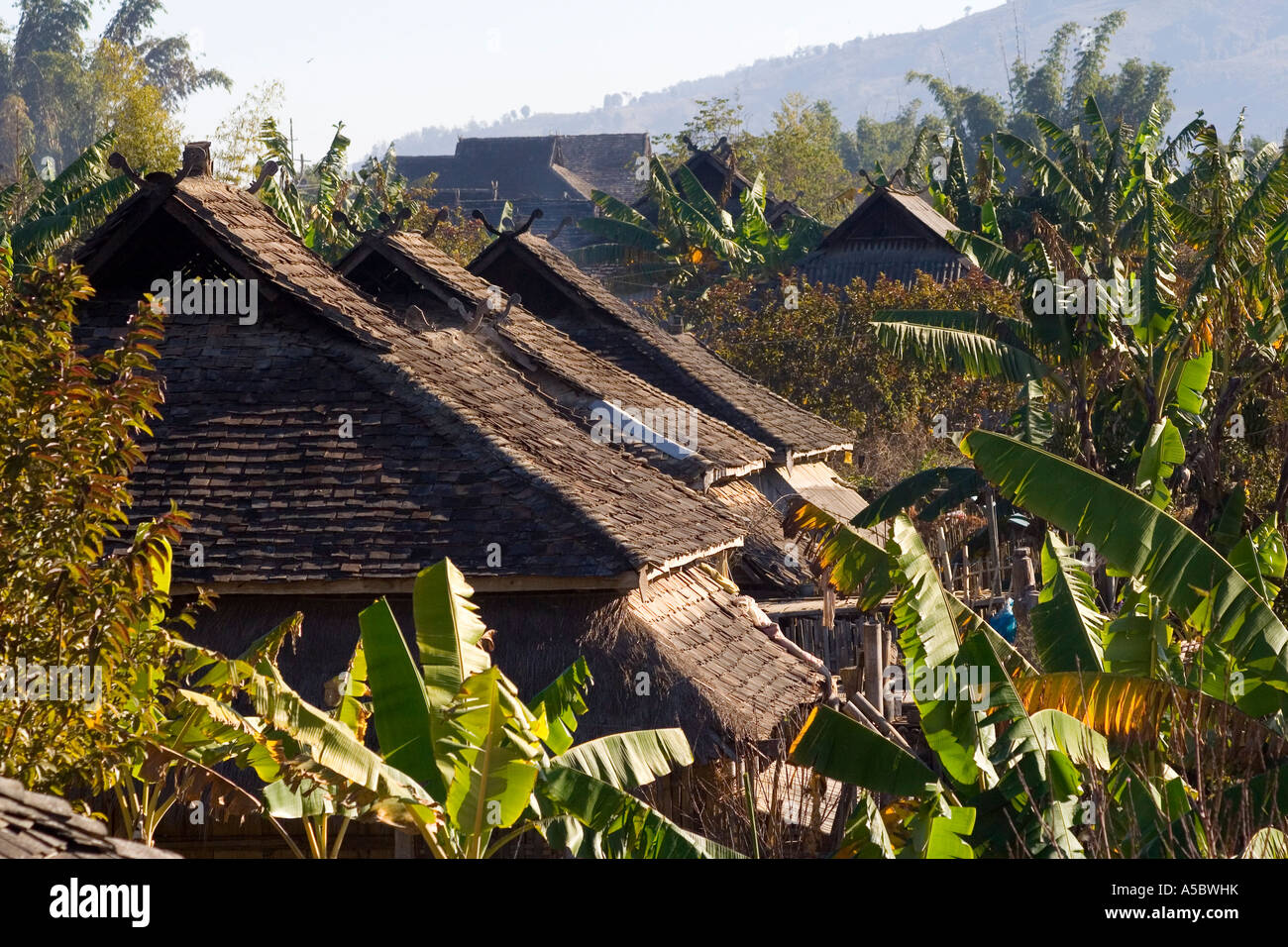 Hani Ethnic Minority Village Akha Wooden Houses Gelanghe Xishuangbanna ...