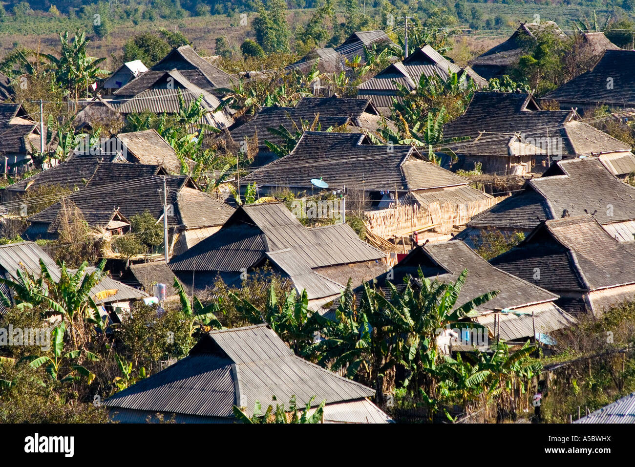 Hani Ethnic Minority Village Akha Wooden Houses Gelanghe Xishuangbanna ...