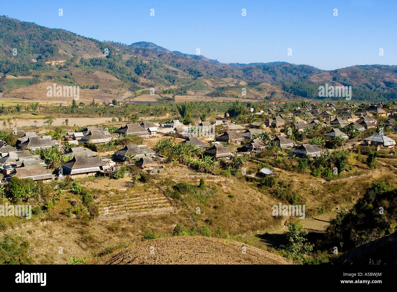 Hani Ethnic Minority Village Akha Wooden Houses Gelanghe Xishuangbanna ...