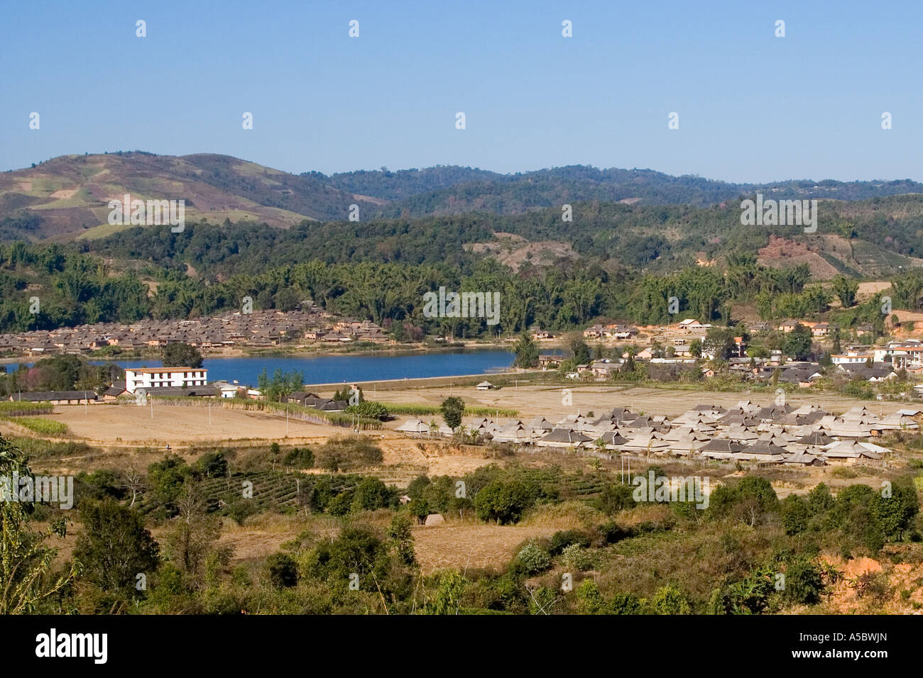 Hani Ethnic Minority Village Akha Wooden Houses Gelanghe Xishuangbanna ...