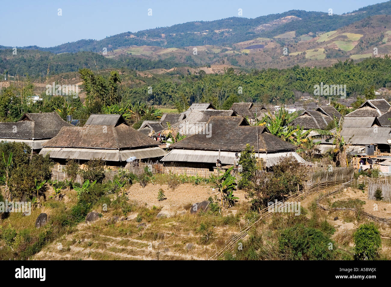 Hani Ethnic Minority Village Akha Wooden Houses Gelanghe Xishuangbanna ...
