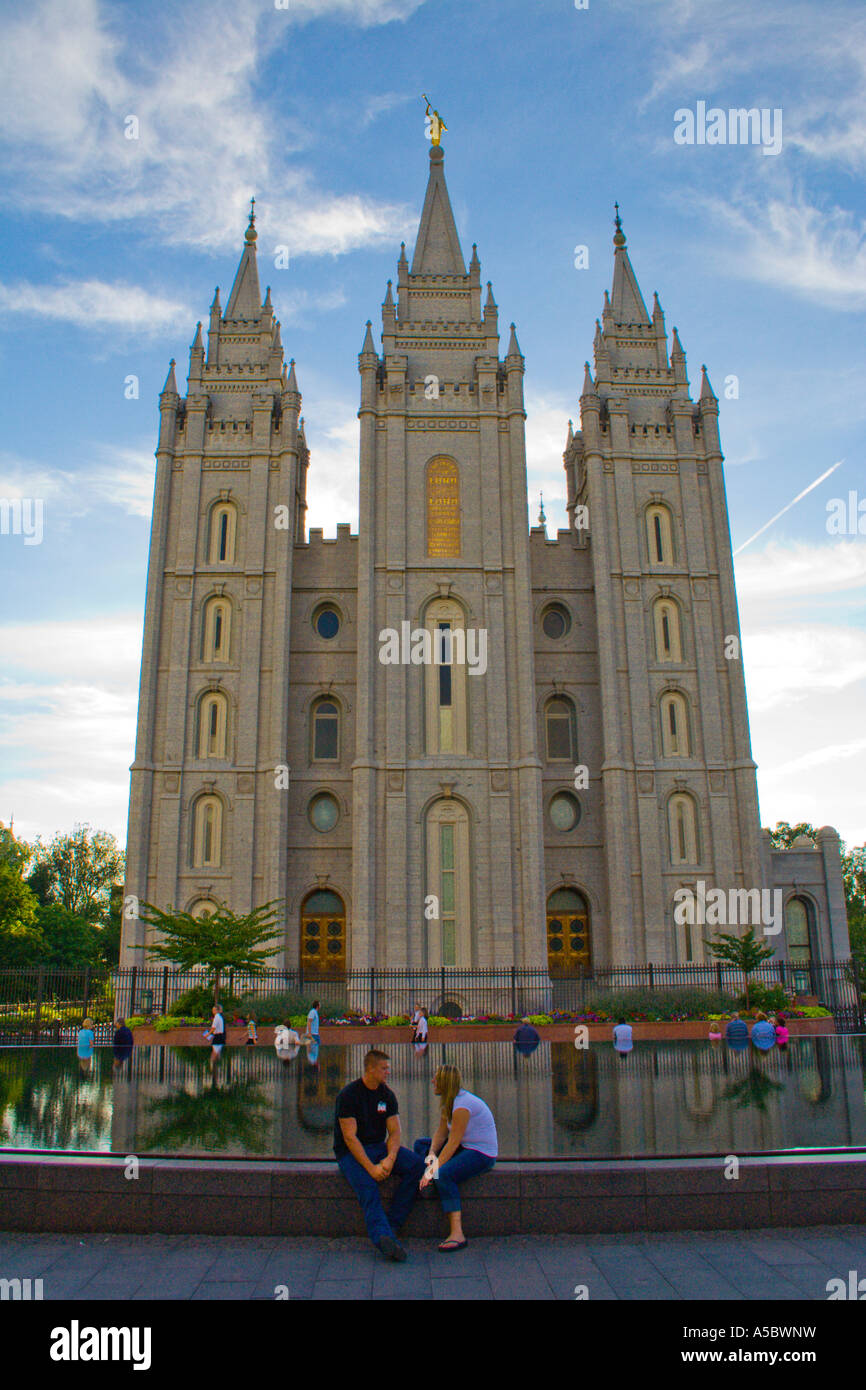 Mormon Temple with Golden Statue of Angel Maroni Salt Lake City Utah ...