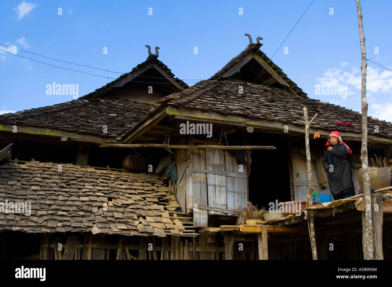 Traditional Akha Wooden Houses near Xiding Xishuangbanna China Stock ...