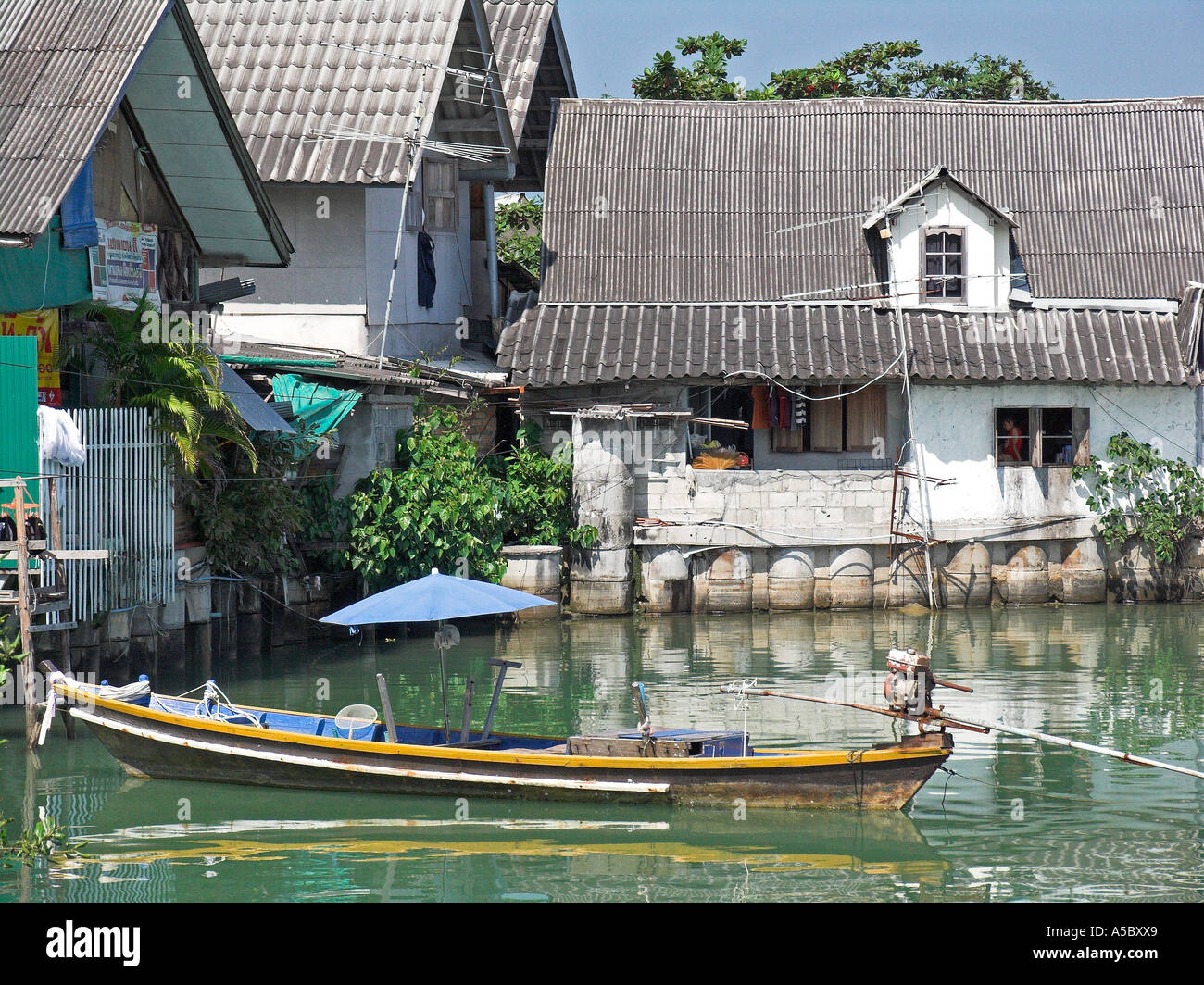 Rural waterside scene Big Buddha causeway Ko Samui island Thailand ...