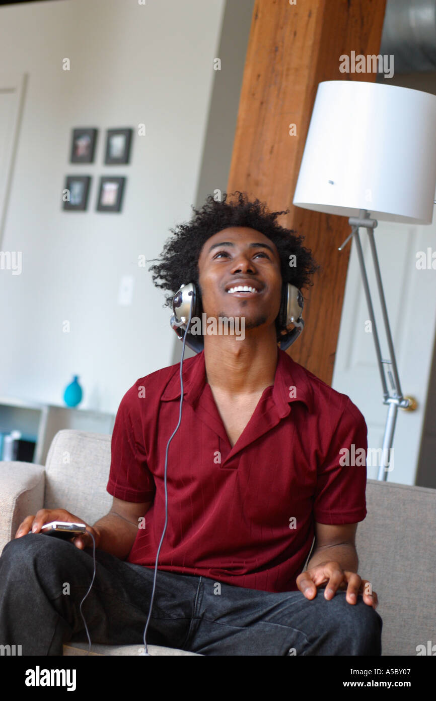 African American Man Relaxing at Home Stock Photo - Alamy