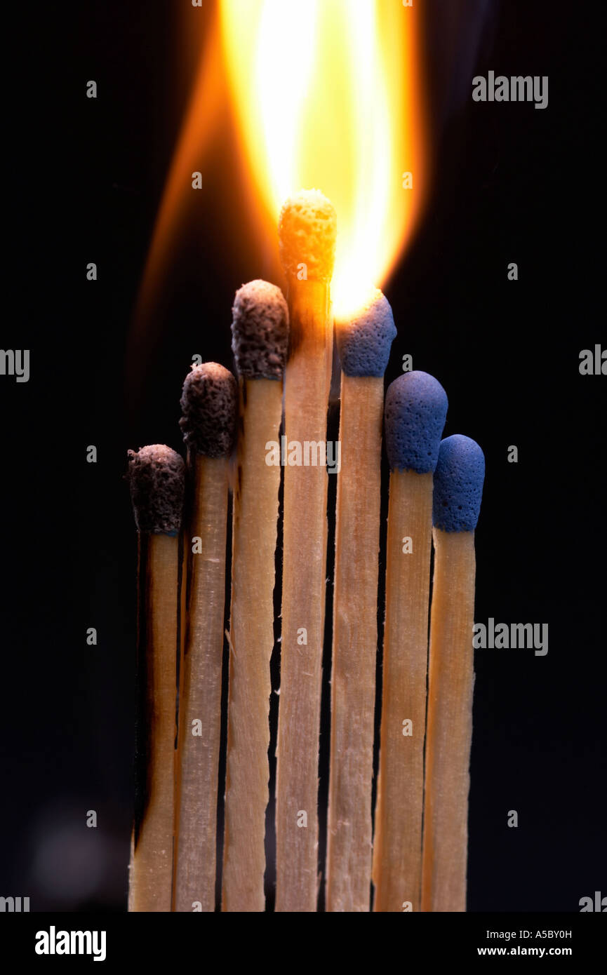 Burning matches, black background Stock Photo - Alamy