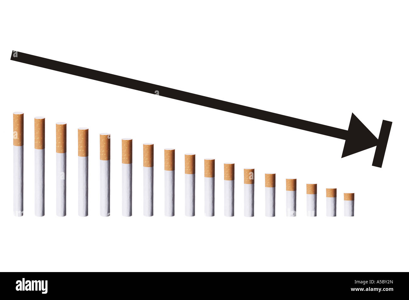 Chart descending, cigarettes, white background Stock Photo - Alamy