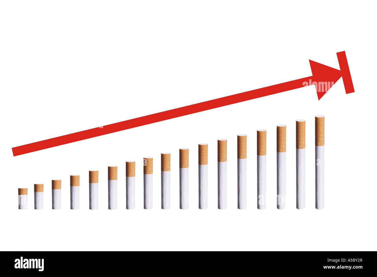 Chart descending, cigarettes, white background Stock Photo - Alamy