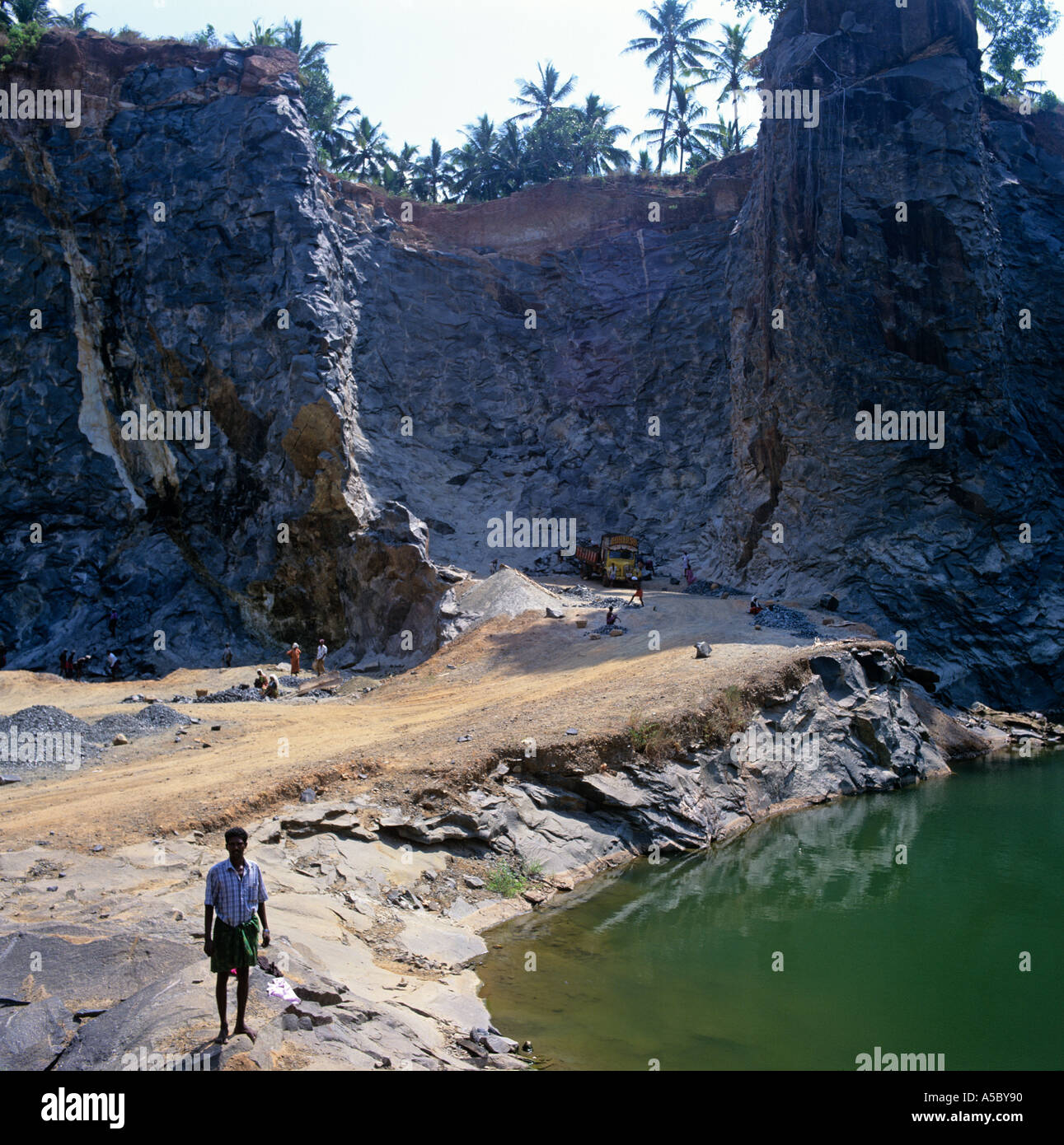 Kerala India open cast mining Stock Photo - Alamy