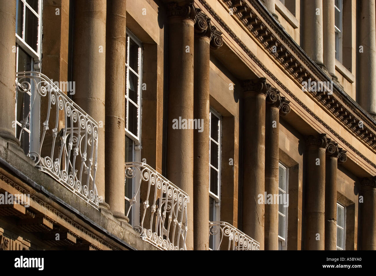 Part of the second register of The Circus in Bath England showing ionic ...