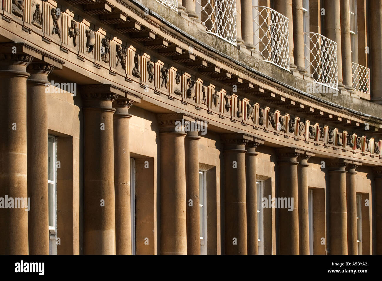 Part of the first register of The Circus in Bath England showing doric ...