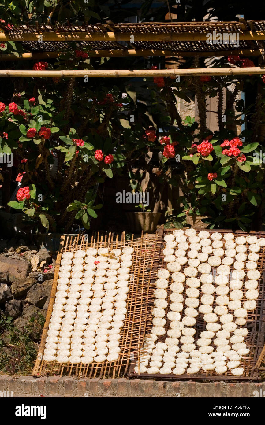 Rice Cakes Drying in the Sun, Luang Prabang, Laos Stock Photo - Alamy