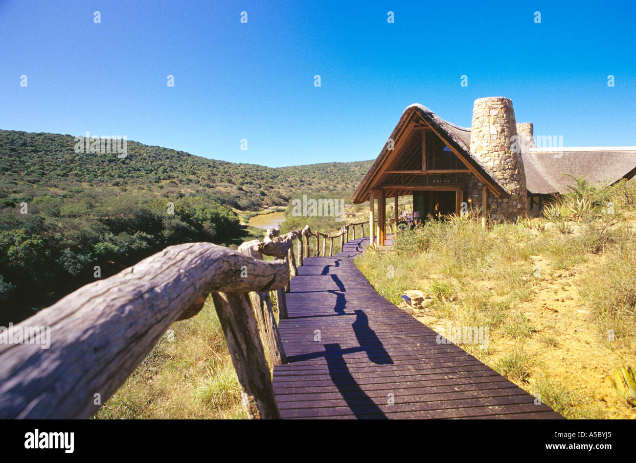 View of footbridge by house Stock Photo - Alamy