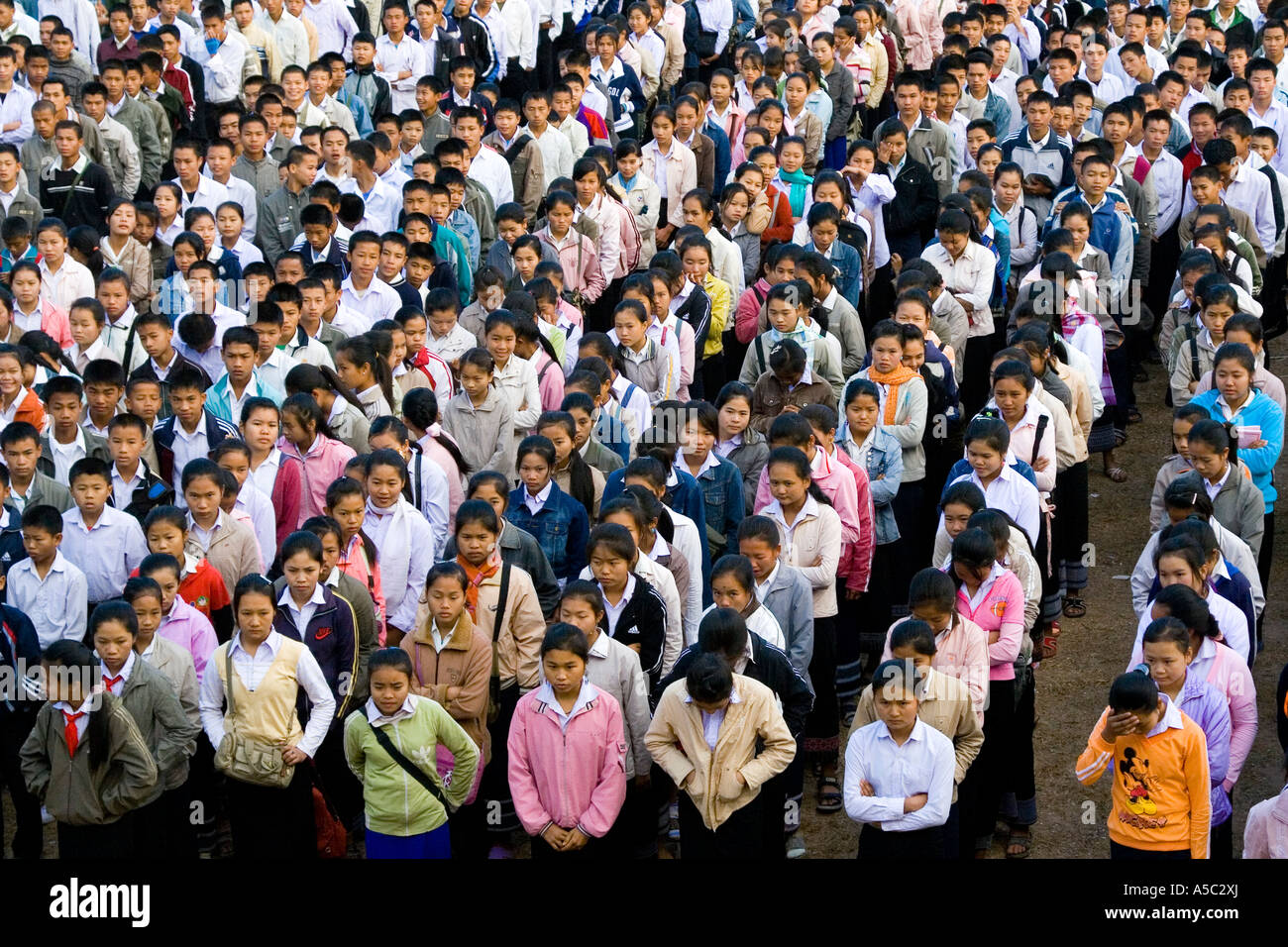 Students at Assembly before School Hongsa Laos Stock Photo - Alamy