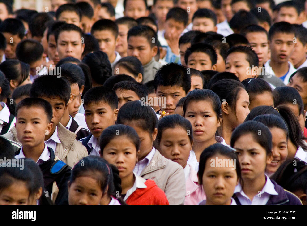 Students at Assembly before School Hongsa Laos Stock Photo - Alamy