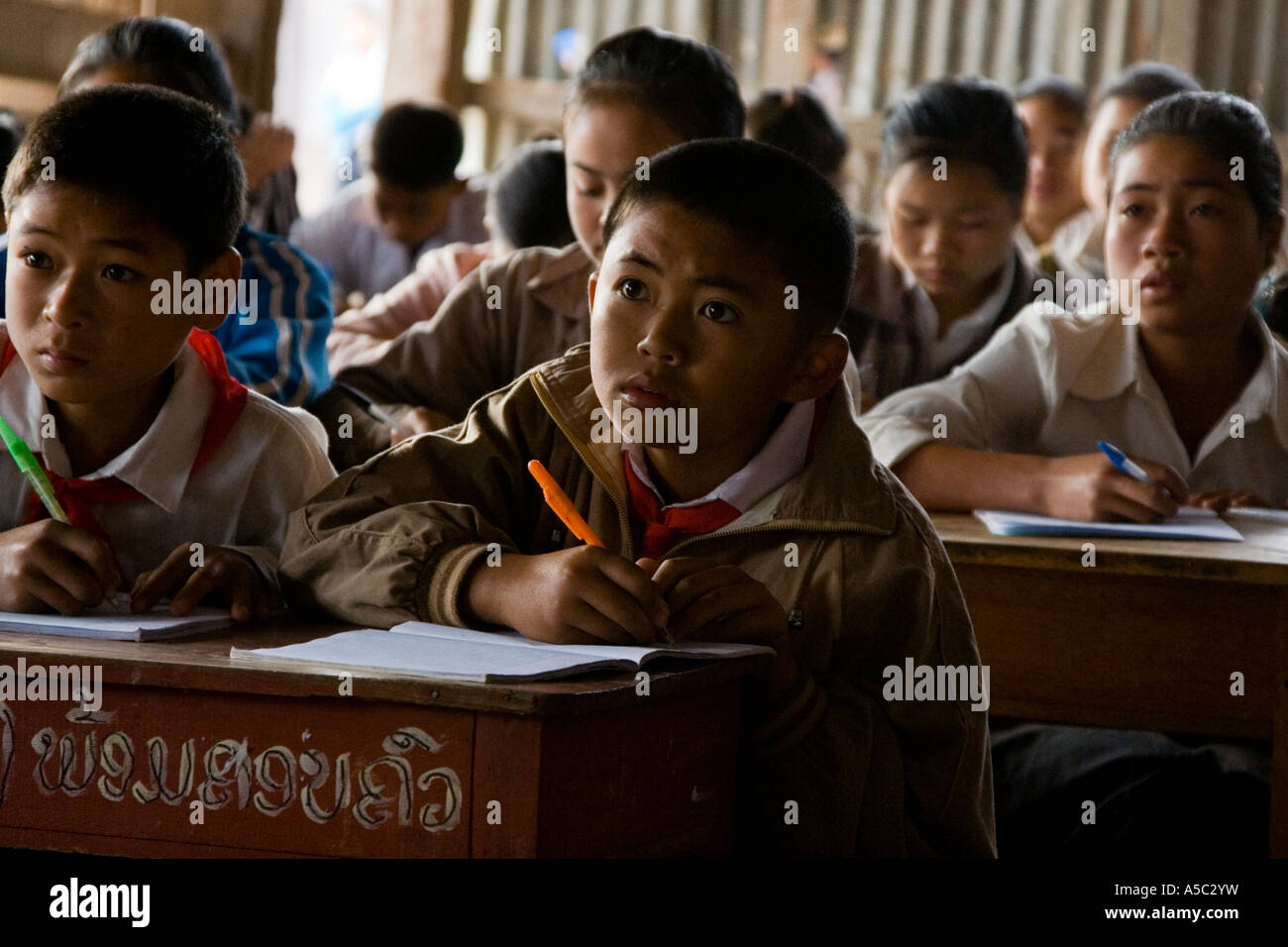Young Students Taking Notes Hongsa Laos Stock Photo - Alamy