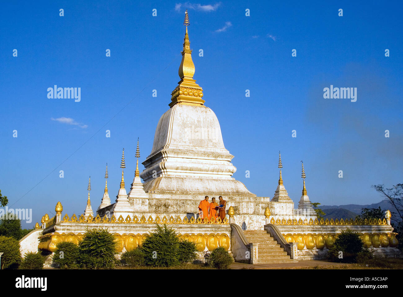 Monks Reading from a Book at Phu That Stupa Udumxai or Muang Xai Laos ...