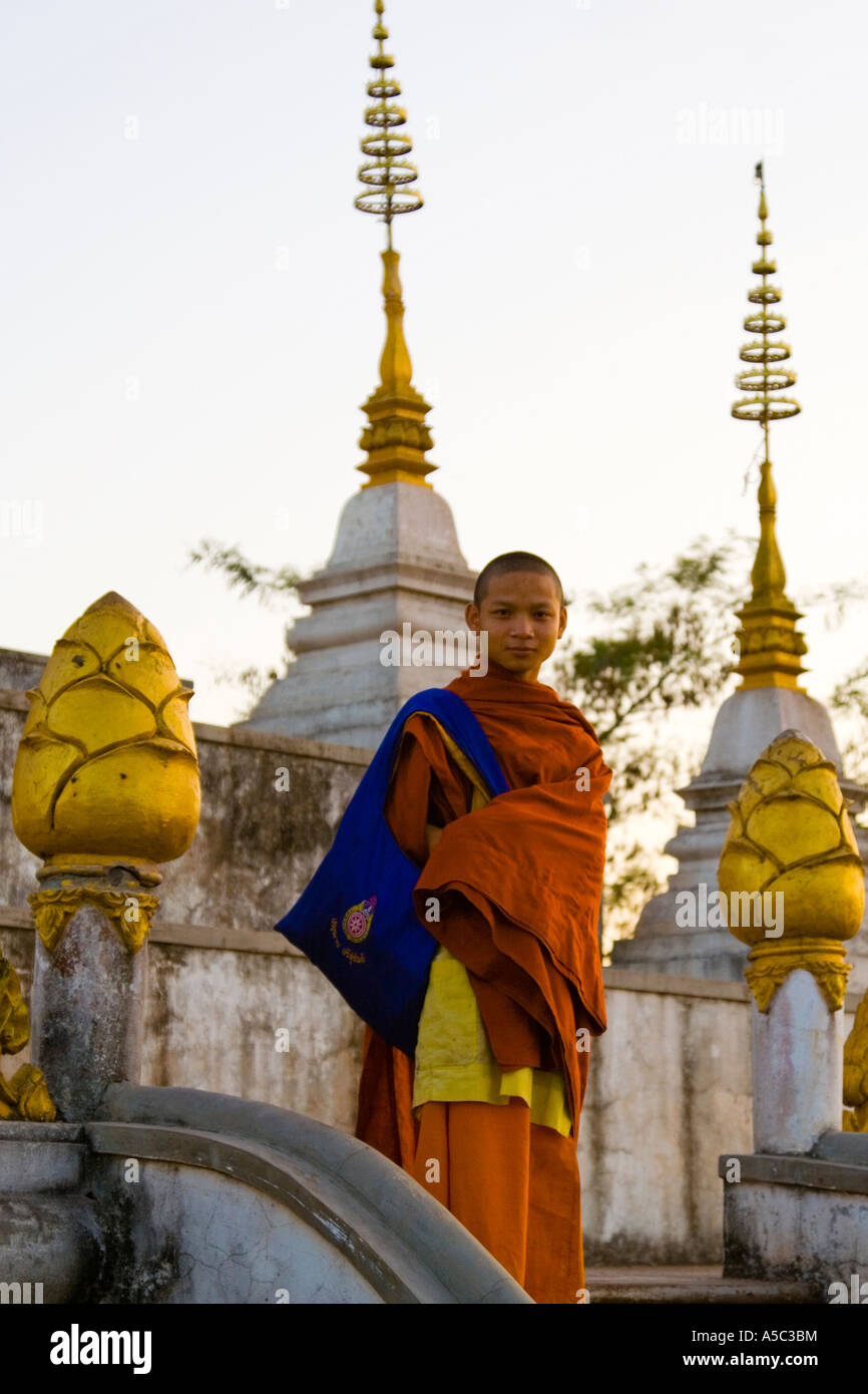 Novice Monk at Phu That Stupa Udomxai or Muang Xai Laos Stock Photo - Alamy