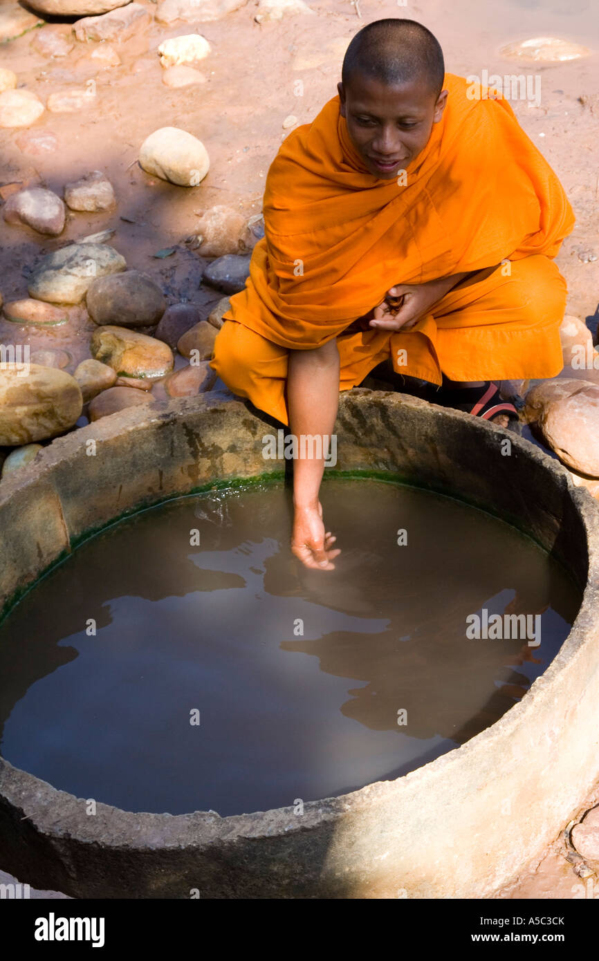 Monk at Baw Nam Hawn Hot Springs Udomxai or Muang Xai Laos Stock Photo ...