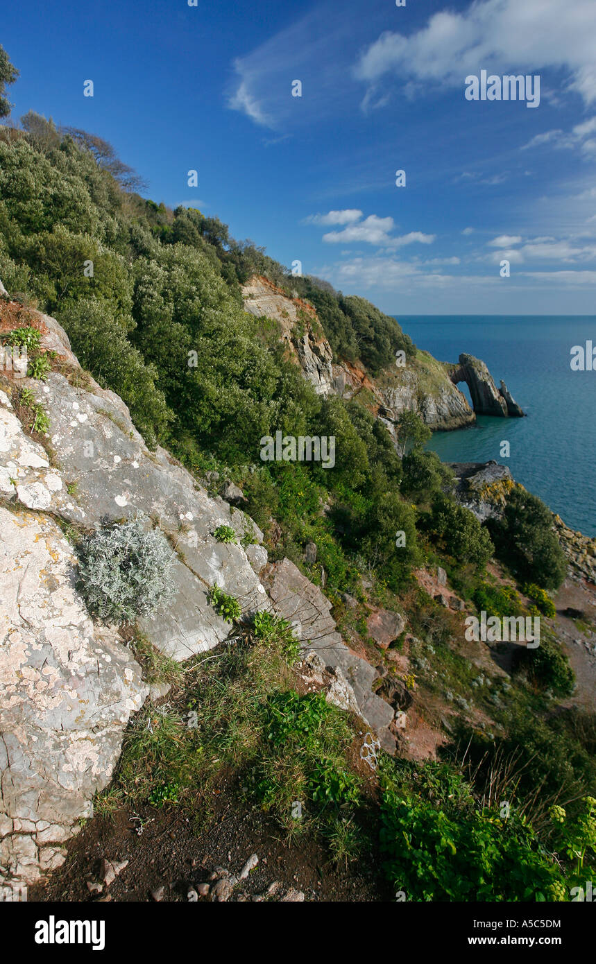 Rock formation known as London Bridge Rock End Torquay Devon England UK ...
