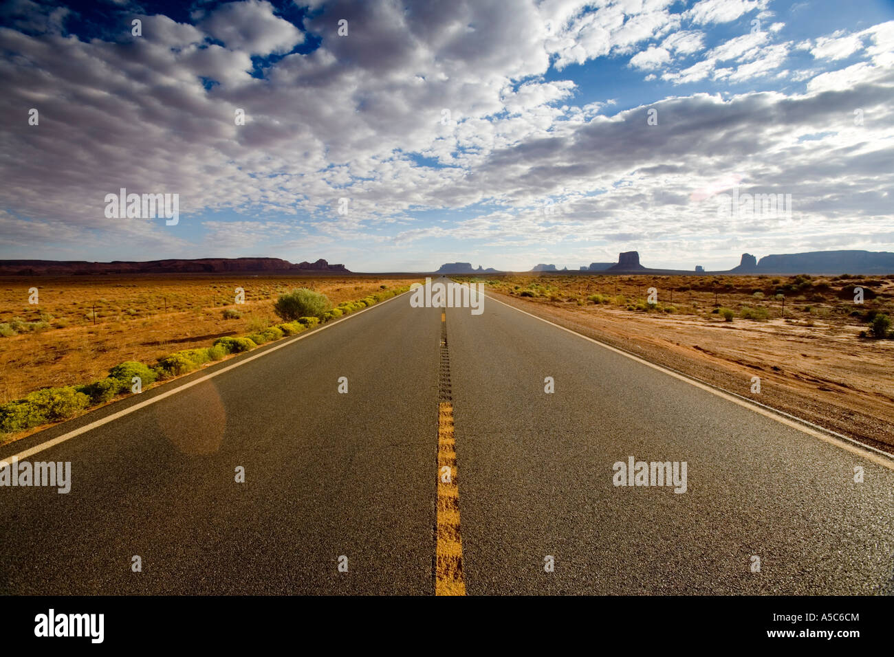 A straight long stretch of Highway Route 163 North in Arizona Stock ...