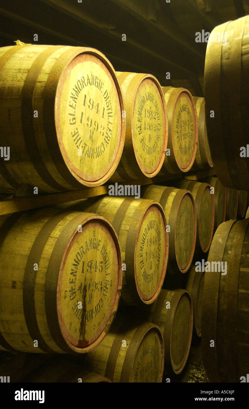 Glenmorangie whisky barrels maturing in the bond warehouse Tain ...