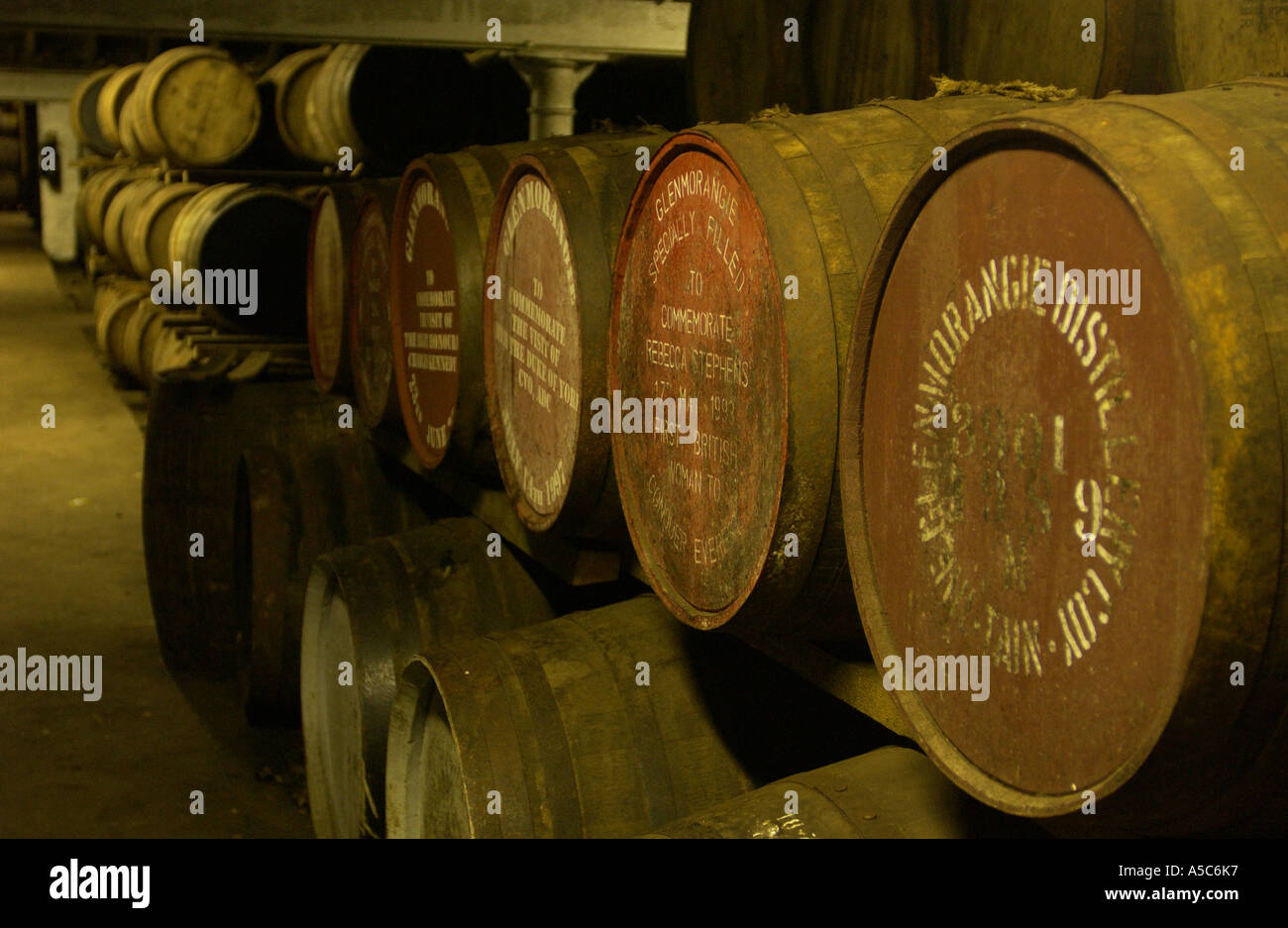 Glenmorangie whisky barrels maturing in the bond warehouse Tain ...