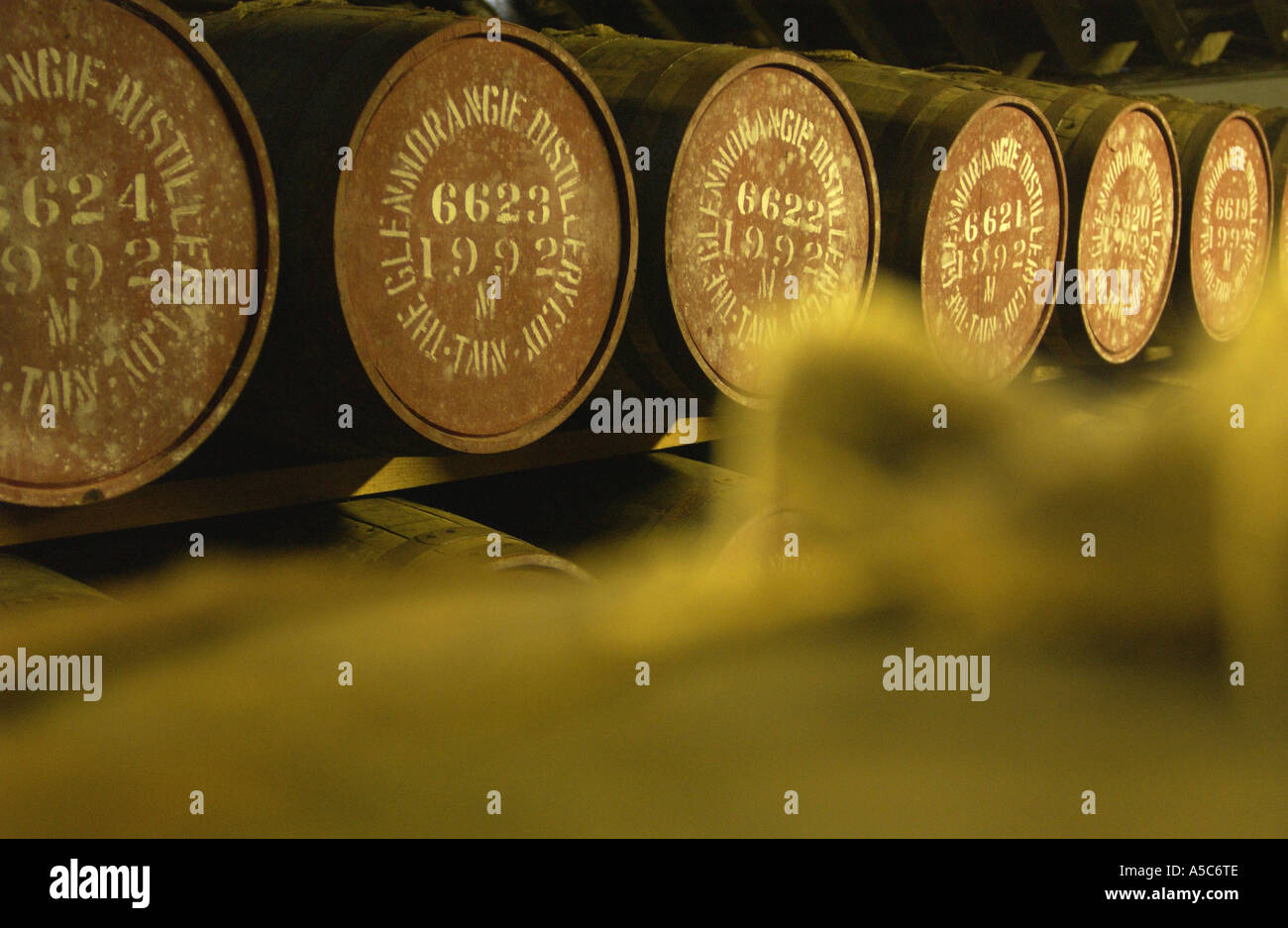 Glenmorangie whisky barrels maturing in the bond warehouse Tain ...