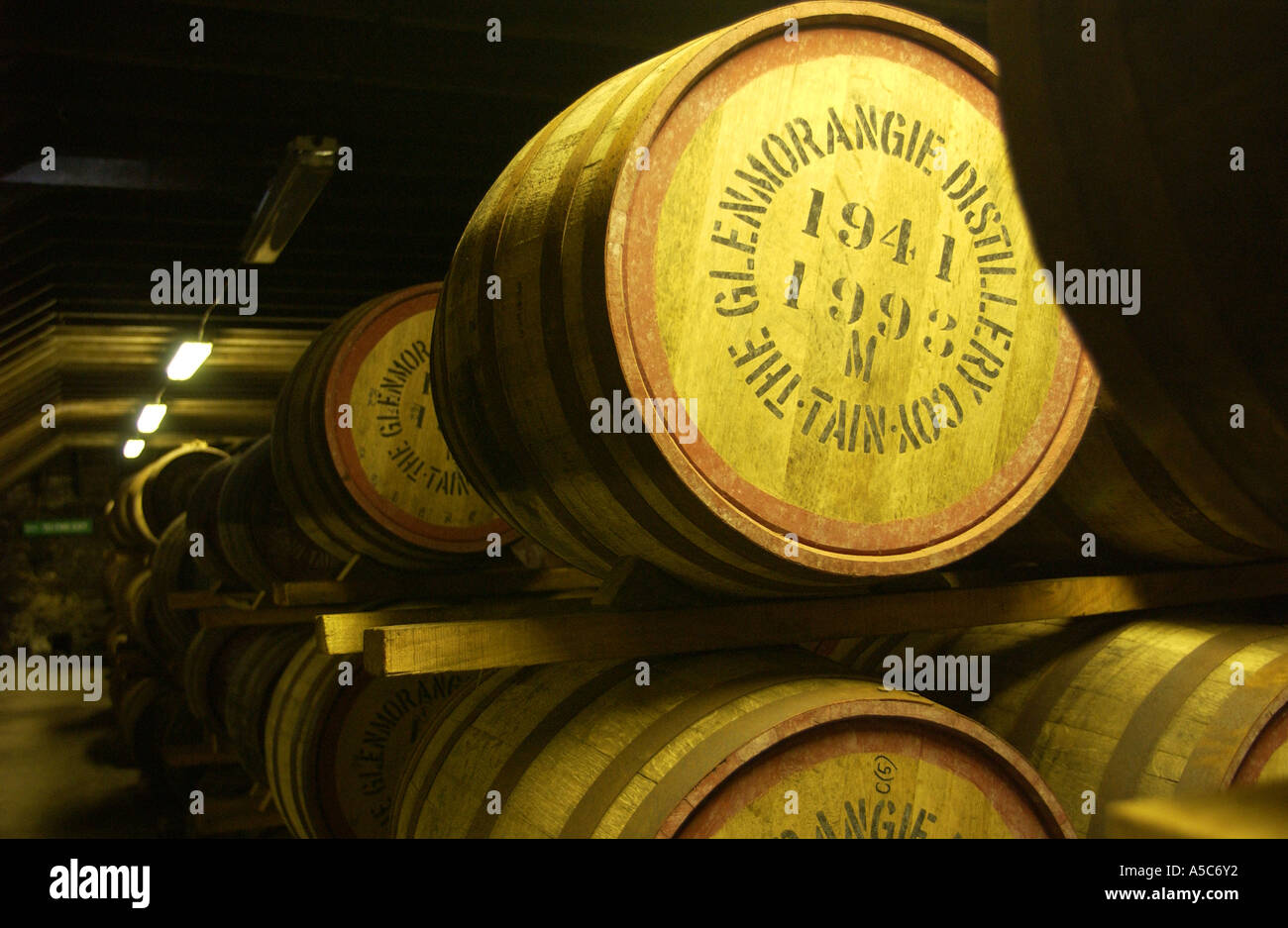 Glenmorangie whisky barrels maturing in the bond warehouse Tain ...