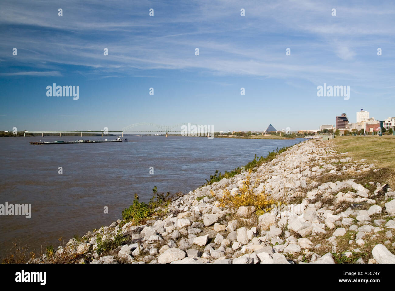 Memphis Tennessee TN USA A barge on the Mississippi river Stock Photo ...