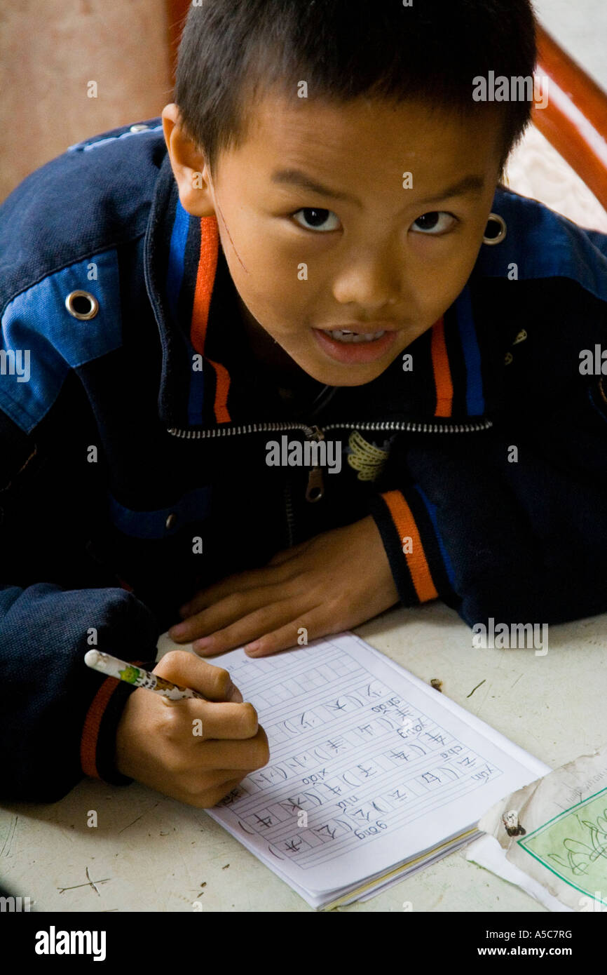 Chinese Boy Studying Mengla Xishuangbanna China Stock Photo - Alamy
