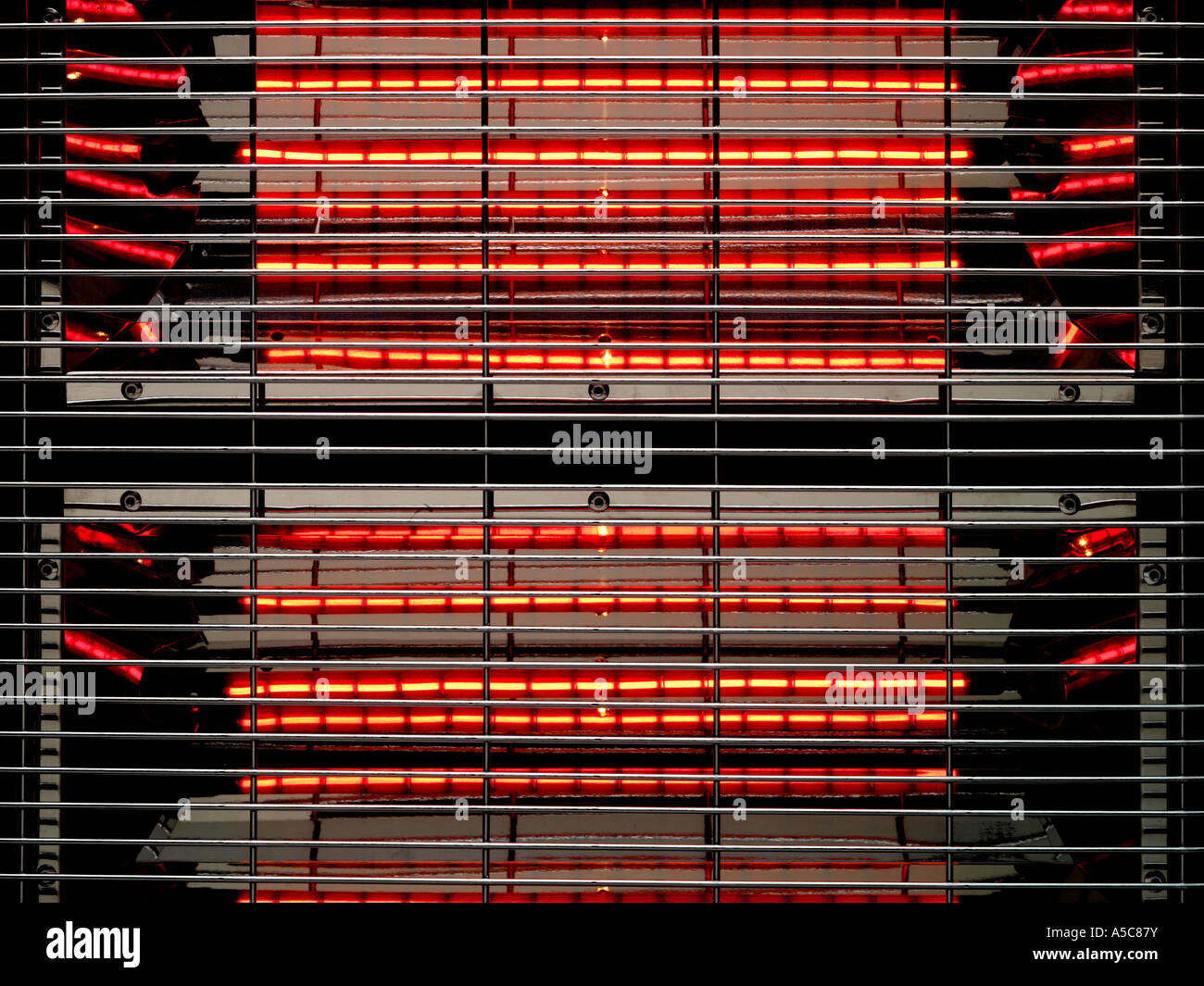 Elements of a heater glowing red to give an impression of warmth Stock ...