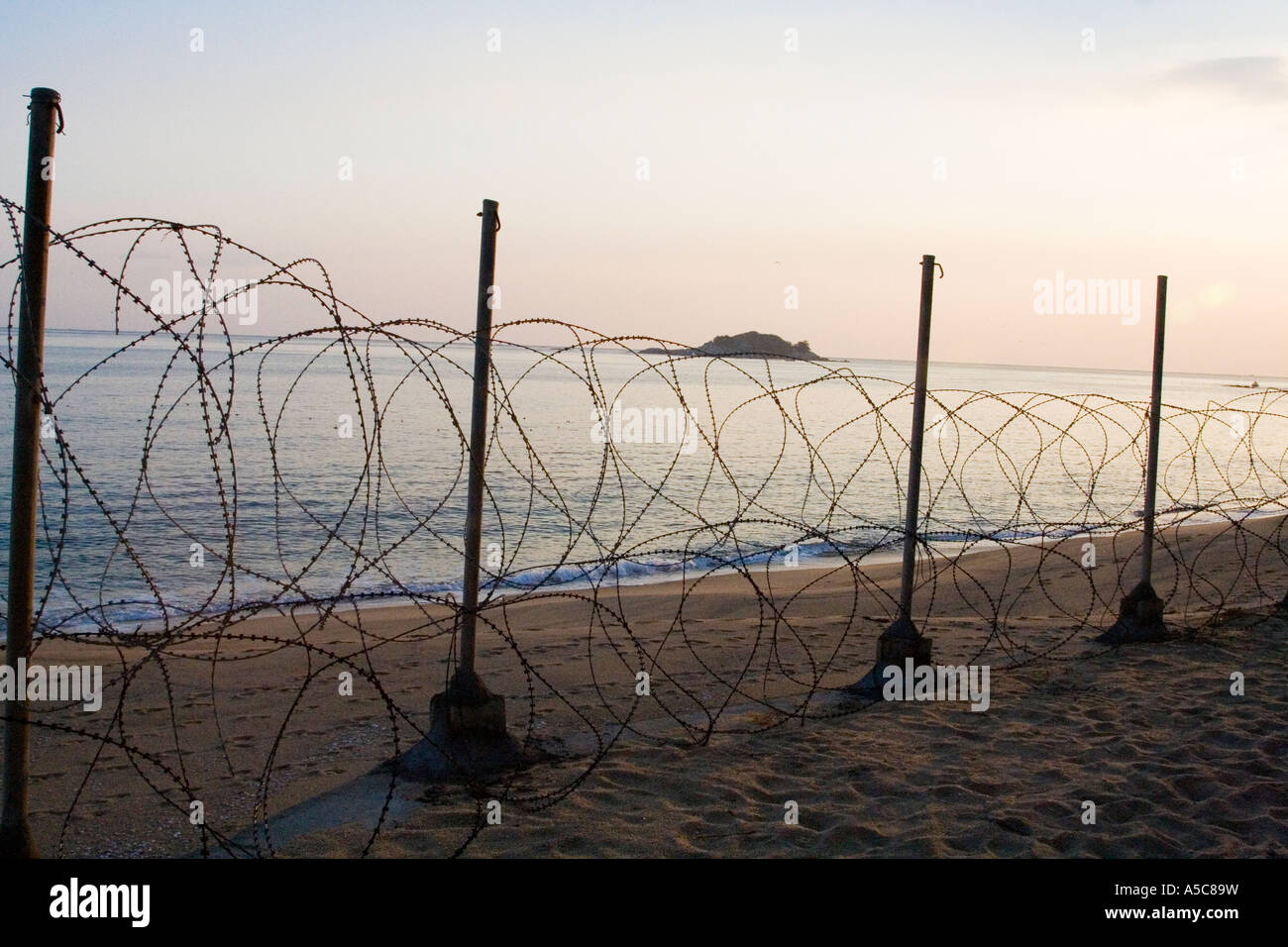 Barbed Wire Fence on the Beach Sokcho Korea Stock Photo - Alamy