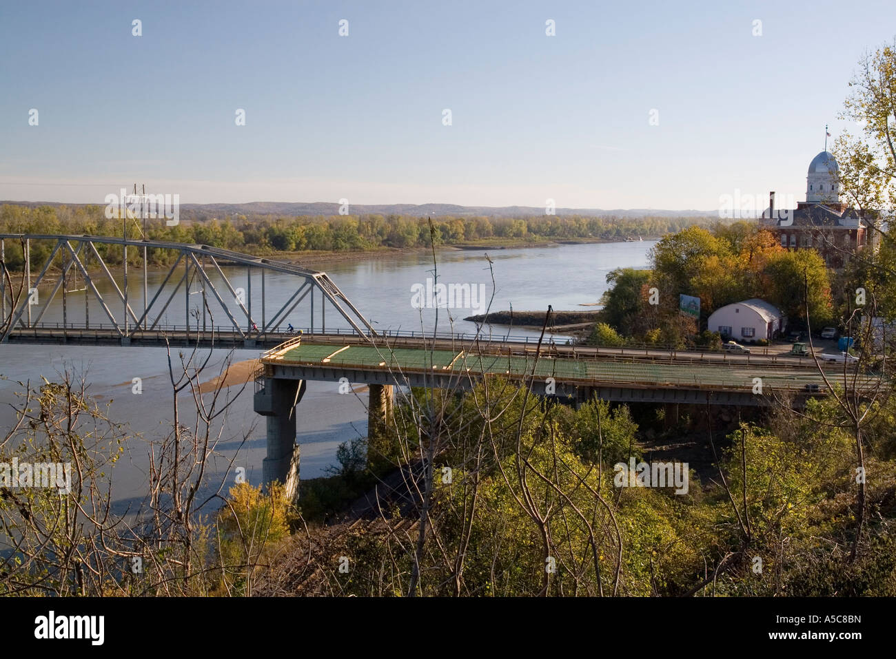Missouri MO USA A bridge over the Missouri river in Hermann MO October ...