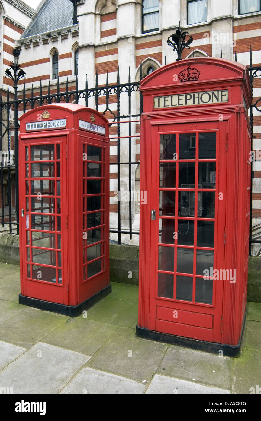 Two Red Telephone Booths Stock Photo - Alamy