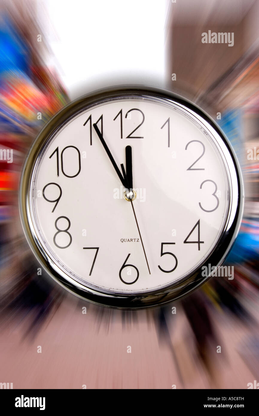 Stylized clock showing five minutes to midnight Stock Photo - Alamy