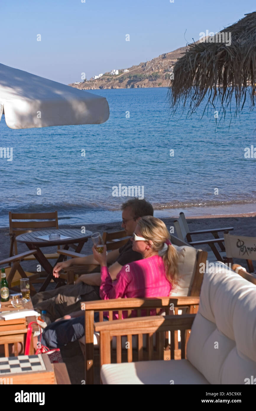 under a parasol greece dodecanese islands Stock Photo - Alamy