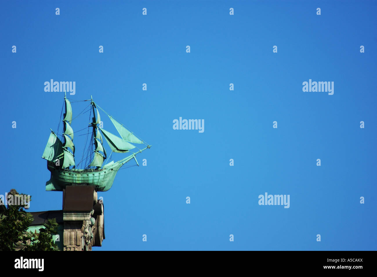 Sailing ship statue on building facade Hamburg Germany Stock Photo - Alamy
