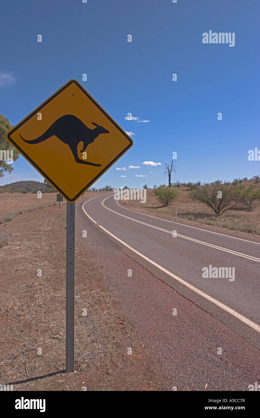 cross animal sign road in australia Stock Photo - Alamy
