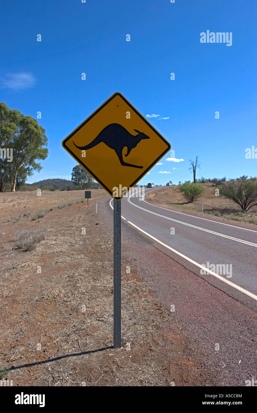 cross animal sign road in australia Stock Photo - Alamy