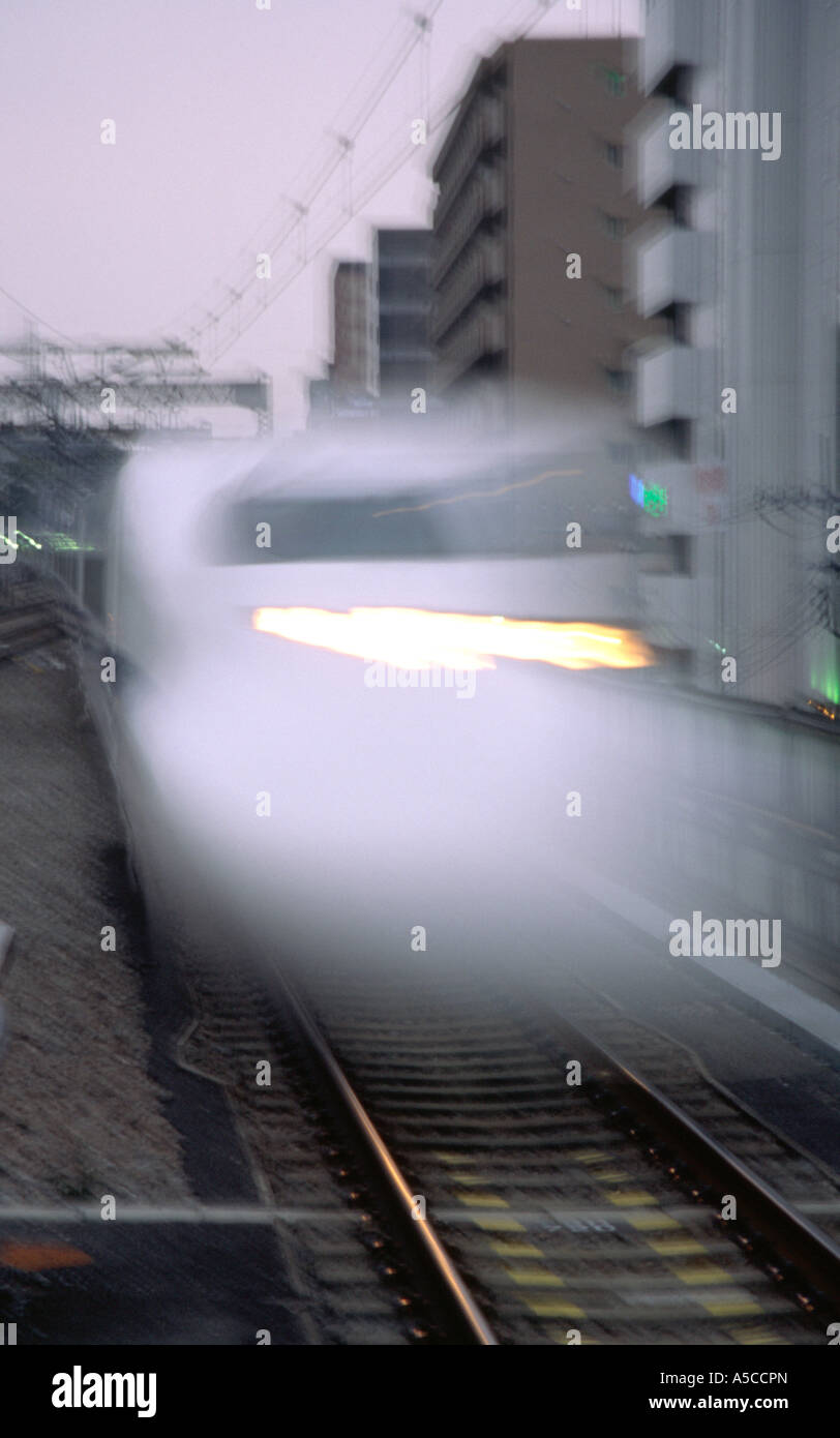 Shinkansen Bullet Train Through Railway High Resolution Stock ...
