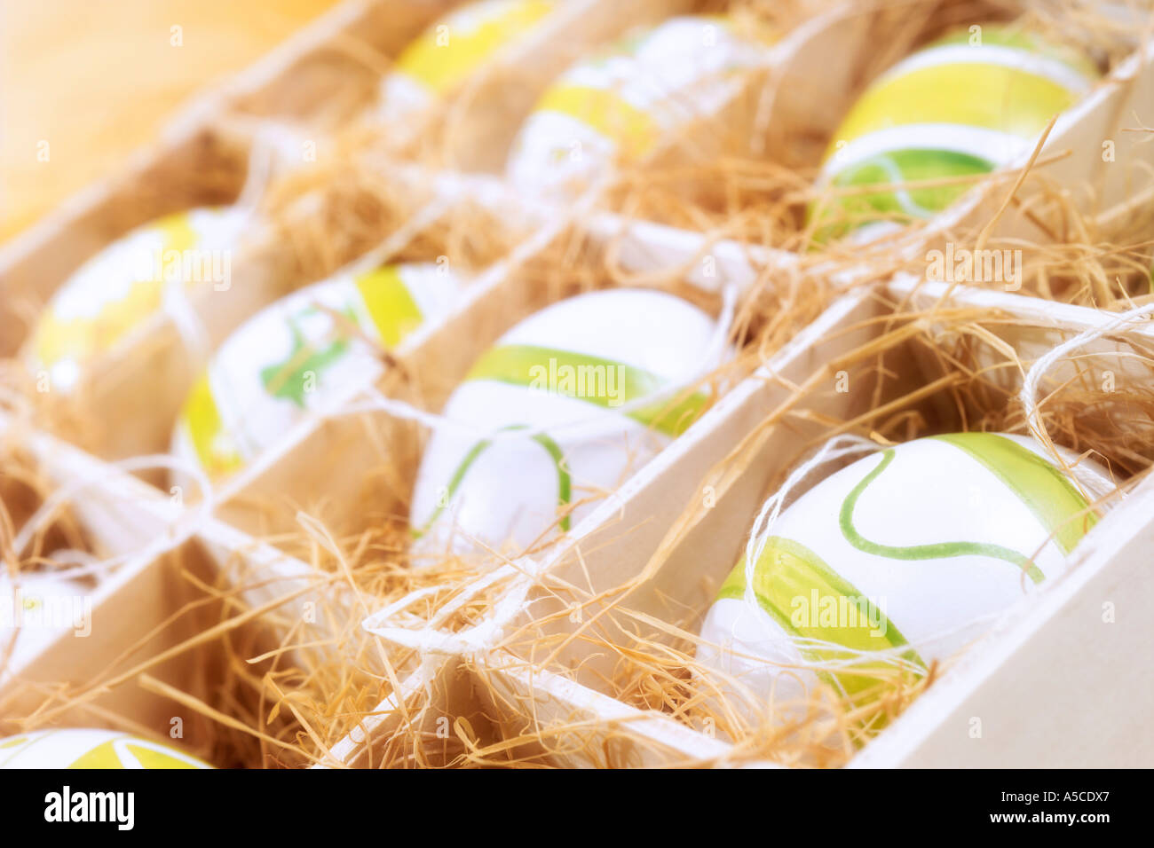 Easter eggs in a box, close-up Stock Photo - Alamy