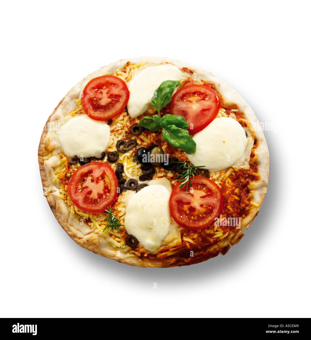 Fresh pizza, elevated view Stock Photo - Alamy