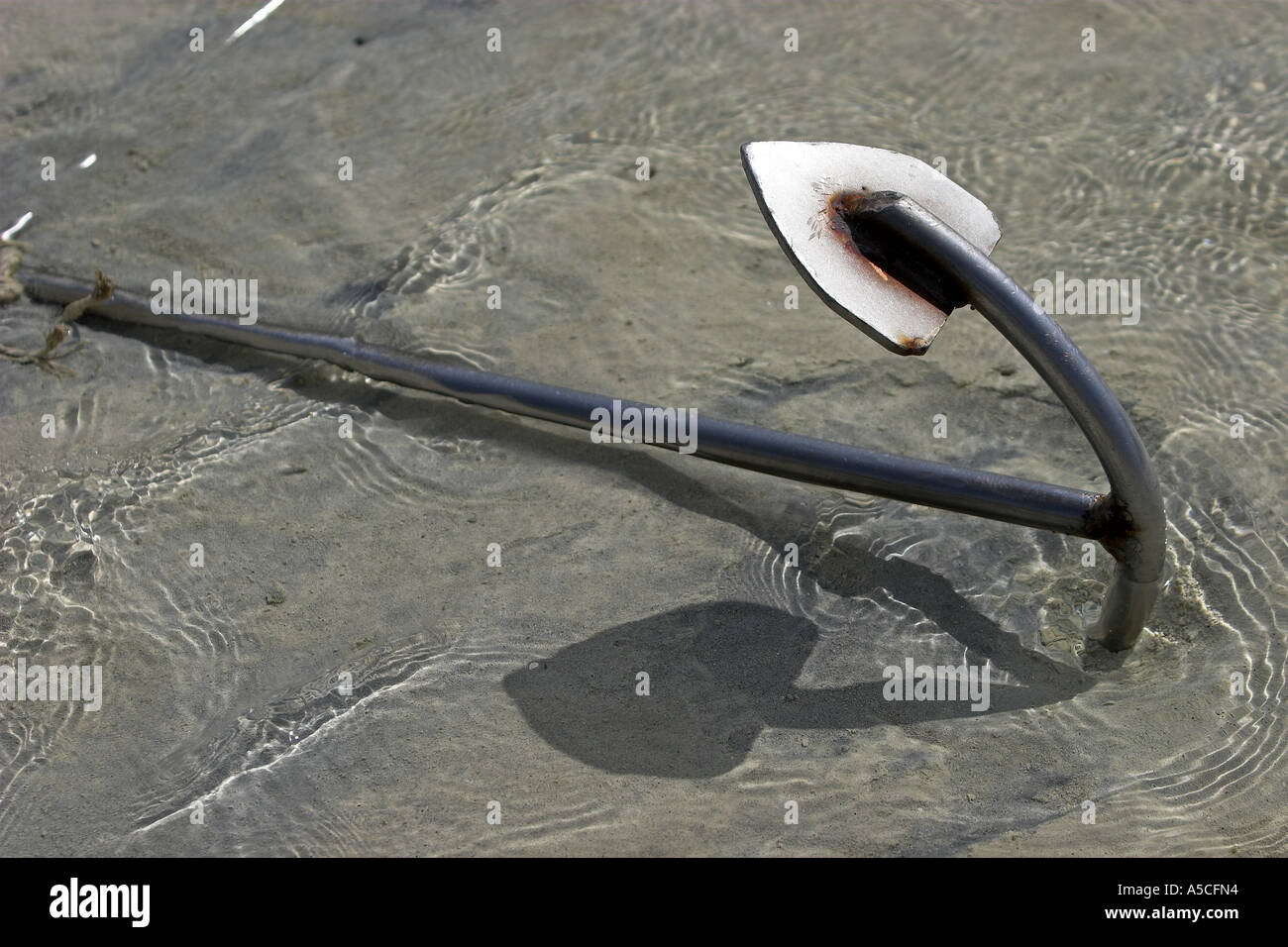 Stainless steel anchor in shallow water Ao Lo Dalam beach Phi Phi ...