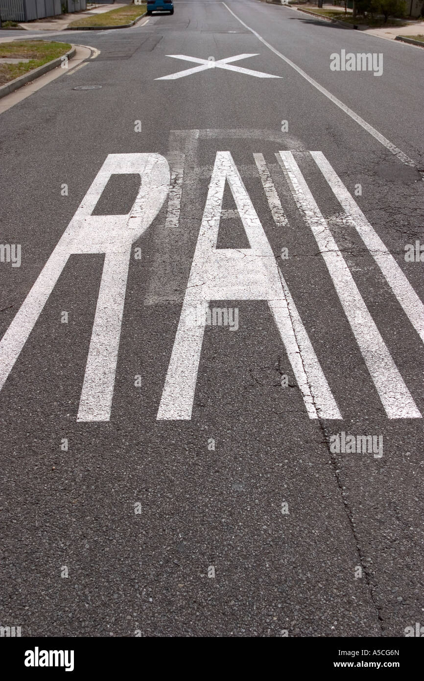 rail sign on road Stock Photo - Alamy