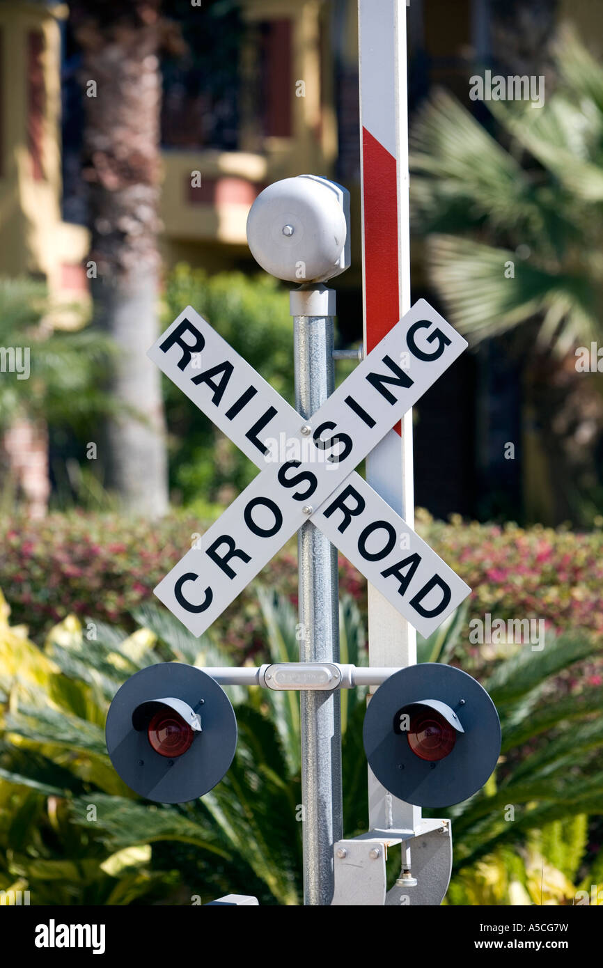 Railroad crossing lights close Stock Photo - Alamy