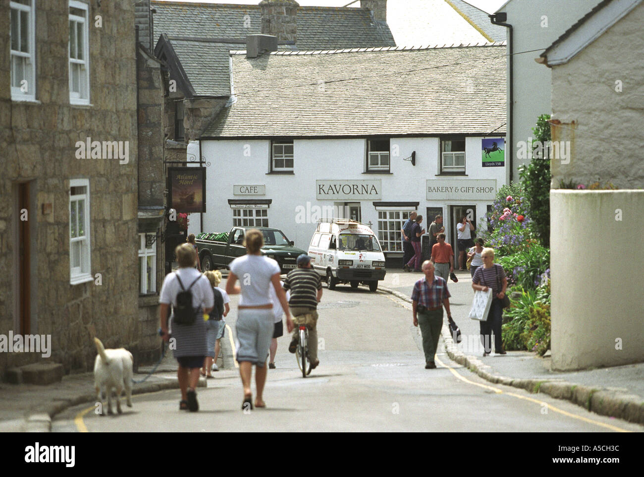 The centre of Hugh Town administrative hub of the Isles of Scilly Stock ...