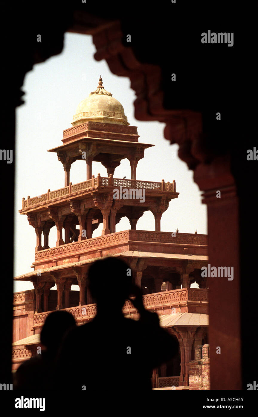 Visitors at Fatehpur Sikri the deserted city once the capital of the ...