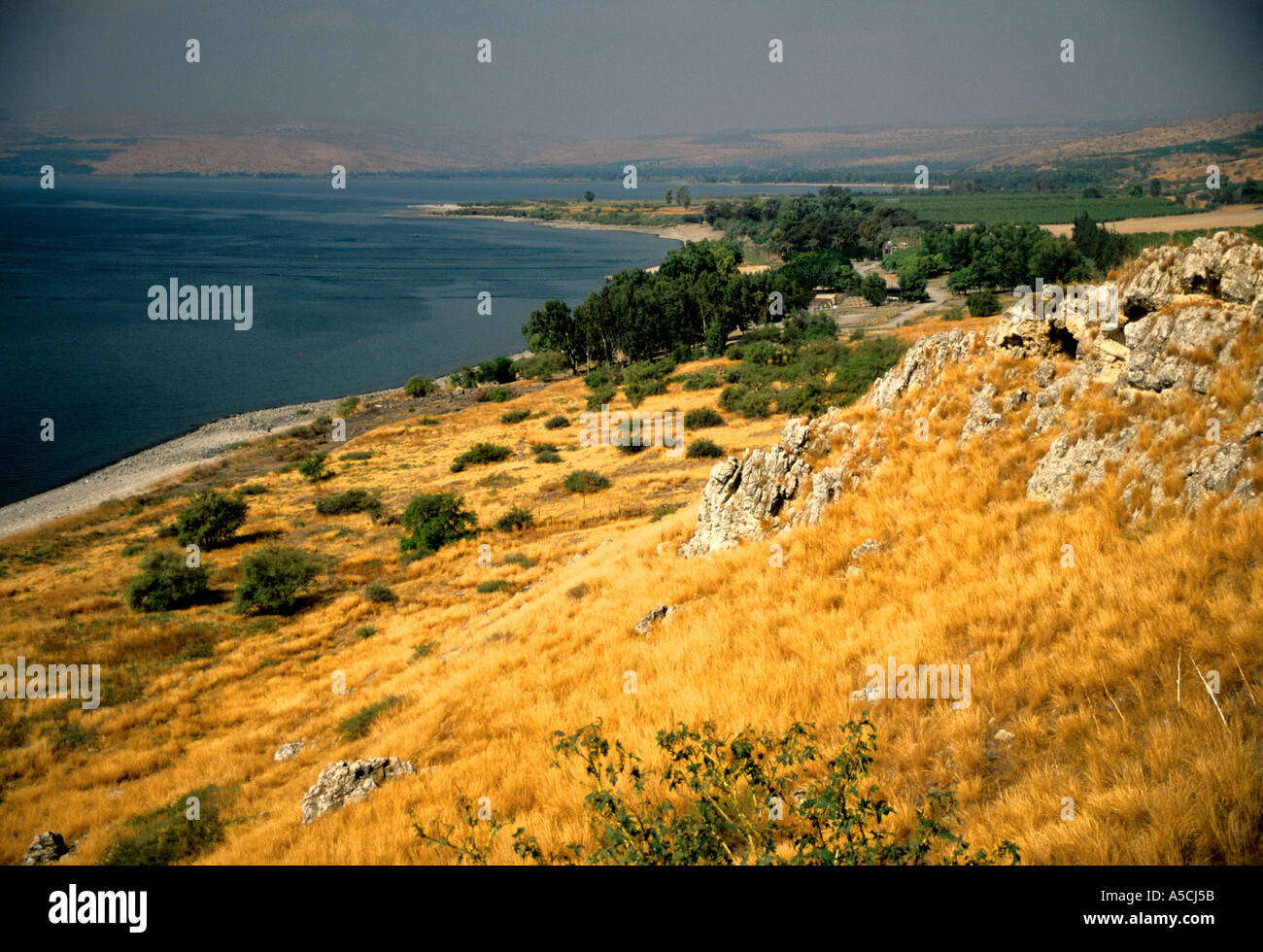 Israel Sea of Galilee s north shore from Golan Heights Stock Photo - Alamy