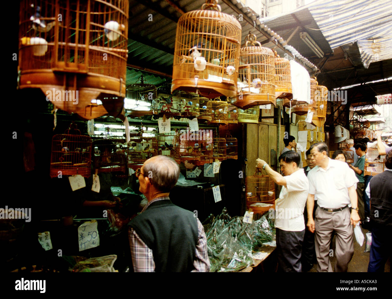 Hong Kong Bird market in Mongkok section of Kowloon Stock Photo - Alamy